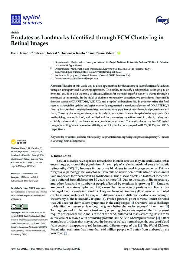 (PDF) Exudates as Landmarks Identified through FCM Clustering in ...