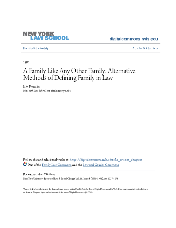 (PDF) A Family Like Any Other Family: Alternative Methods of Defining ...