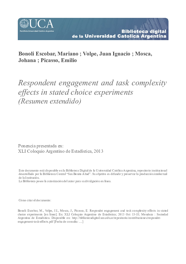 (PDF) Respondent engagement and task complexity effects in stated ...