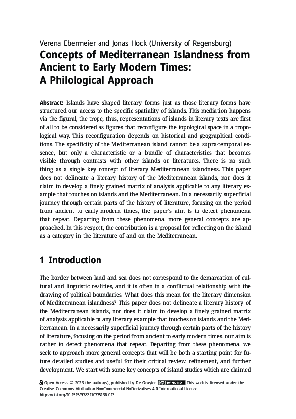(PDF) Concepts of Mediterranean Islandness from Ancient to Early Modern ...