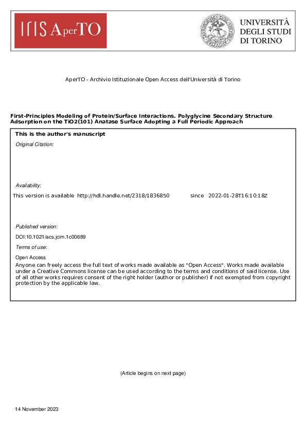 (PDF) Modeling Polyglycine Adsorption on TiO2: A Quantum Approach