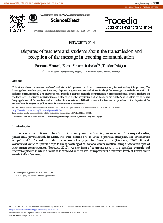 (PDF) Disputes of Teachers and Students about the Transmission and ...