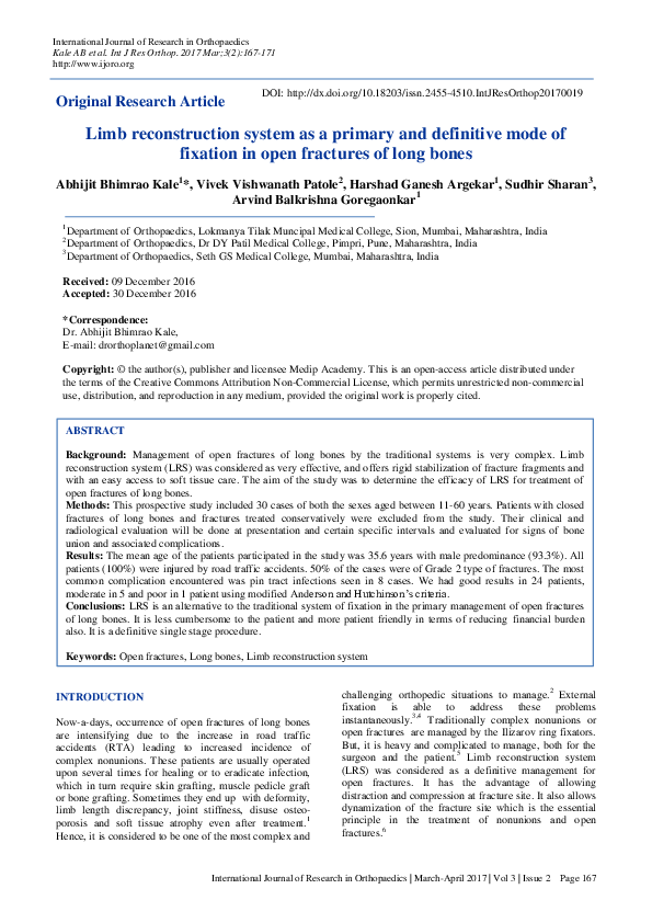 (PDF) Limb reconstruction system as a primary and definitive mode of ...