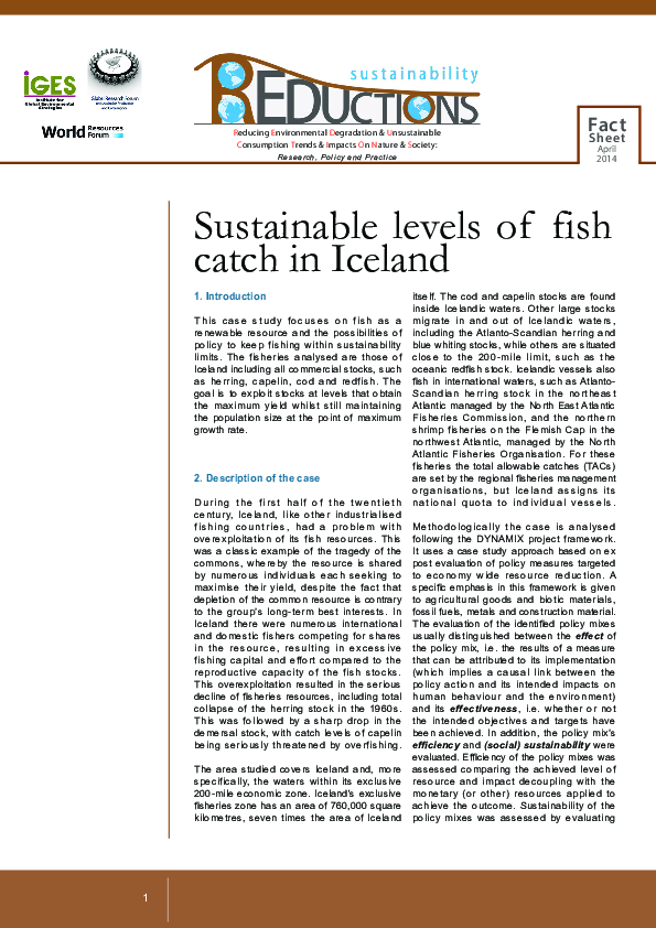 (PDF) Sustainable levels of fish catch in Iceland