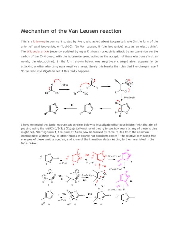 (PDF) Mechanism of the Van Leusen reaction