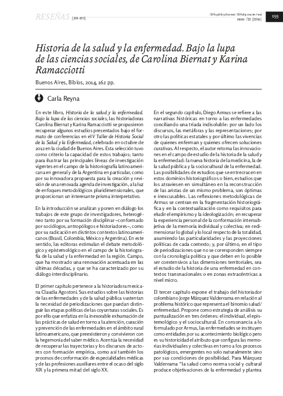 (PDF) Historia de la salud y la enfermedad. Bajo la lupa de las ...