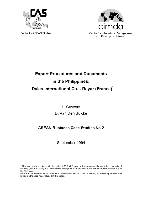 (PDF) Export procedures and documents in the Philippines: Dyles ...