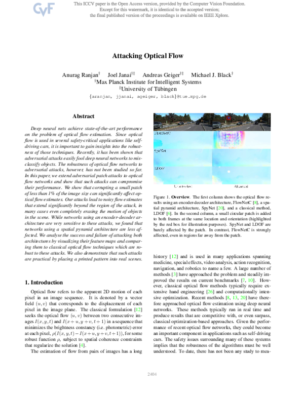 Pdf Attacking Optical Flow