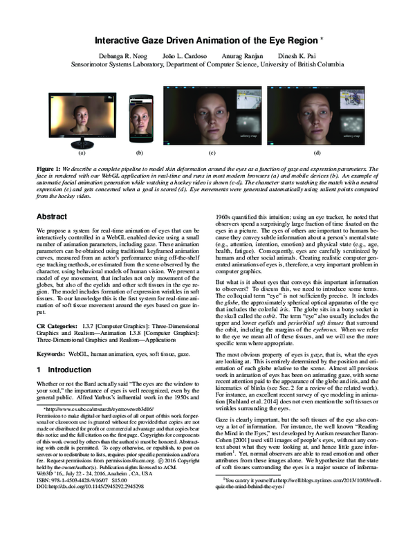 Interactive gaze driven animation of the eye region