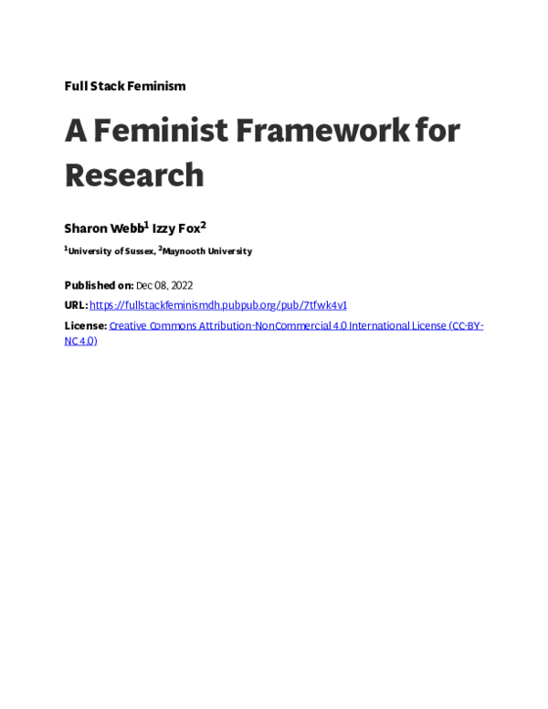 (PDF) A Feminist Framework for Research