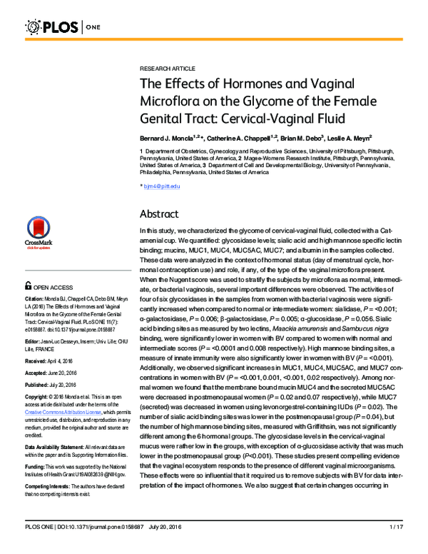 (PDF) The Effects of Hormones and Vaginal Microflora on the Glycome of ...