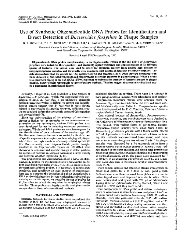 (PDF) Use of synthetic oligonucleotide DNA probes for the ...