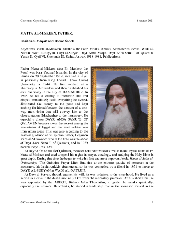 (PDF) MATTA AL-MISKEEN, FATHER