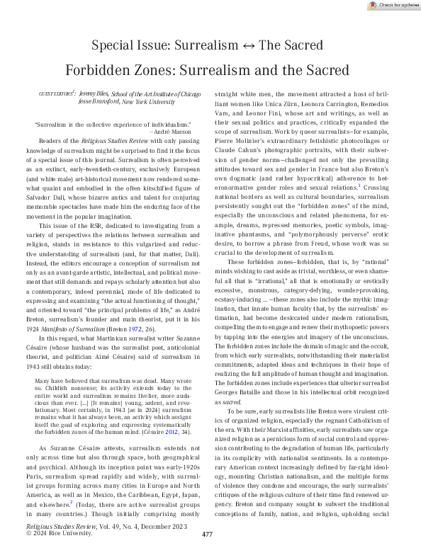 (PDF) Forbidden Zones: Surrealism and the Sacred