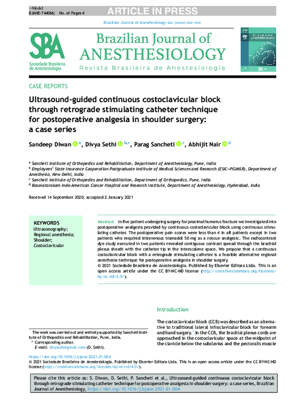 (PDF) Ultrasound-guided continuous costoclavicular block through ...