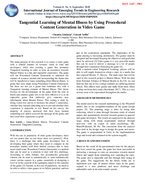 (PDF) Tangential Learning of Mental Illness by Using Procedural Content ...