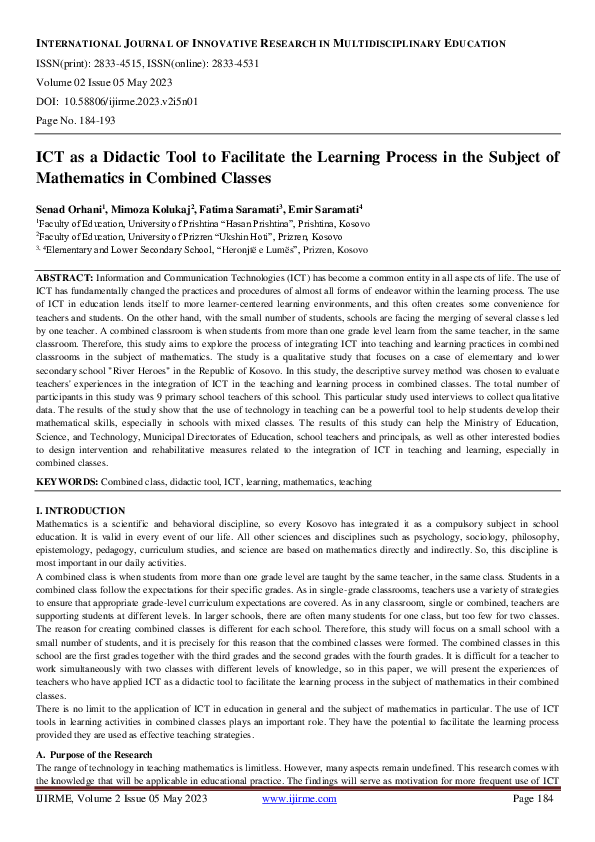 (PDF) ICT as a Didactic Tool to Facilitate the Learning Process in the ...