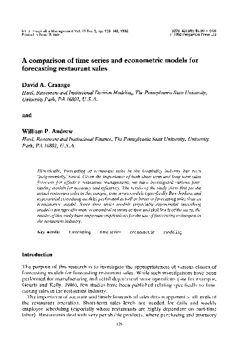 (PDF) A comparison of time series and econometric models for ...