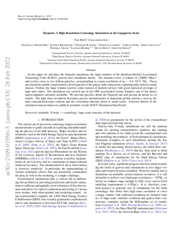 (PDF) Farpoint: A High-resolution Cosmology Simulation at the ...