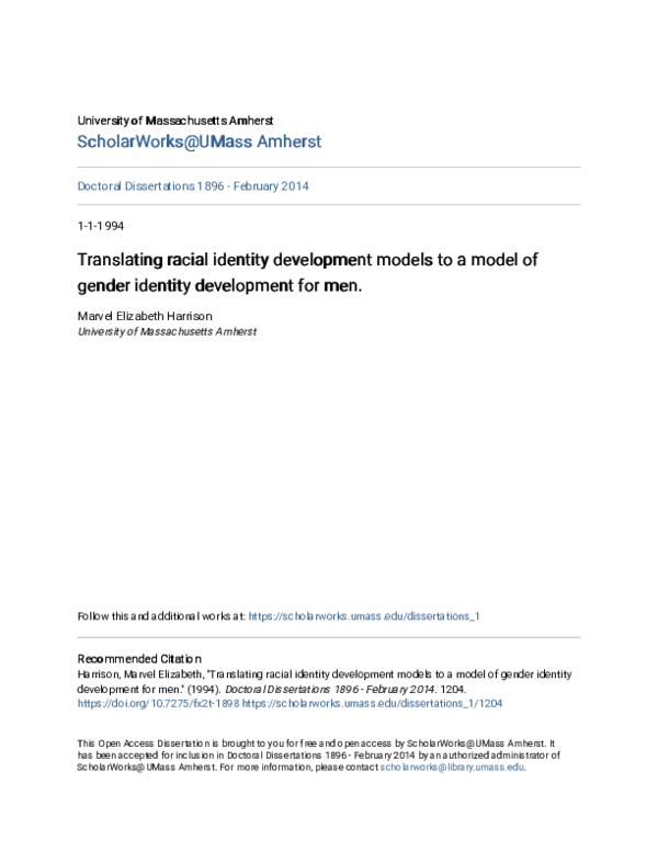 (PDF) Translating racial identity development models to a model of ...