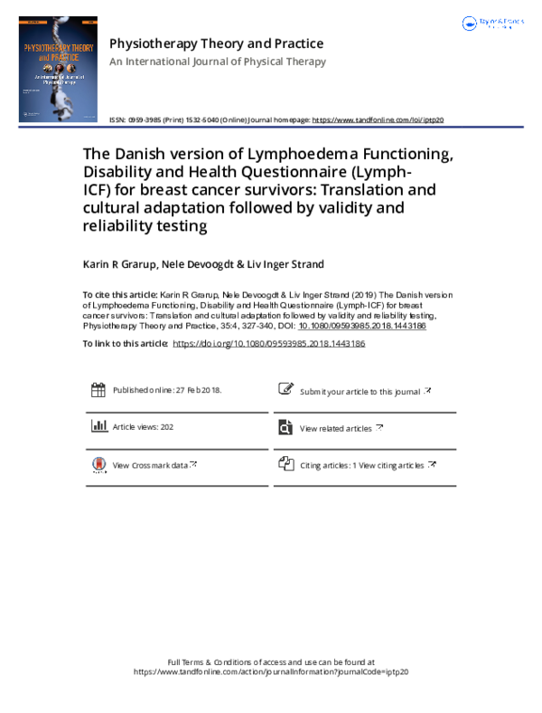 (PDF) The Danish version of Lymphoedema Functioning, Disability and ...