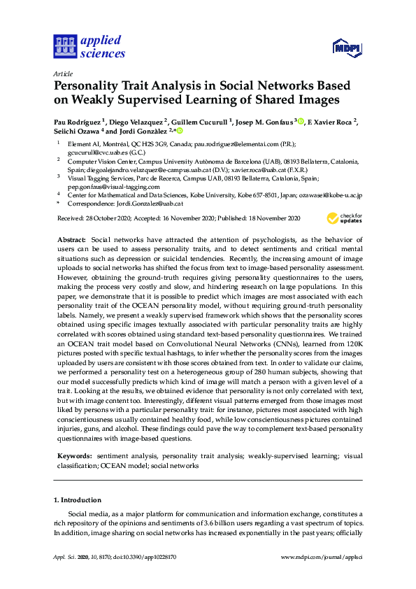 (PDF) Personality Trait Analysis in Social Networks Based on Weakly Supervised Learning of ...