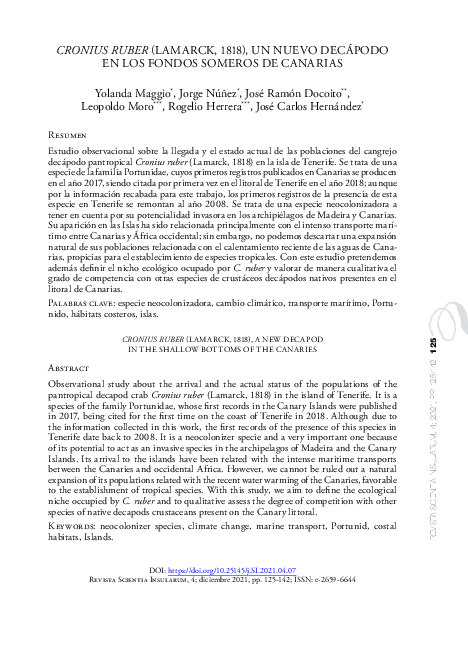 (PDF) Cronius ruber (Lamarck, 1818), un nuevo decápodo en los fondos ...
