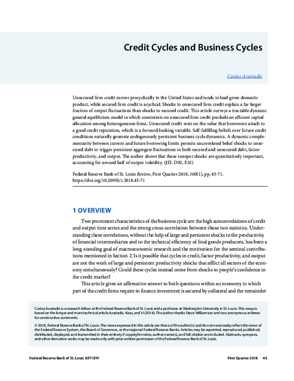 (PDF) Credit Cycles and Business Cycles
