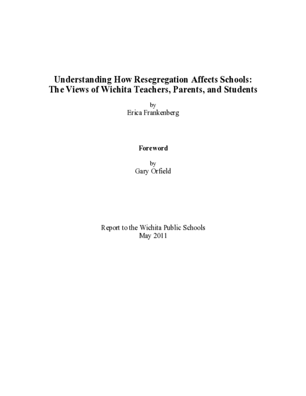 (PDF) Understanding How Resegregation Affects Schools: The Views of ...