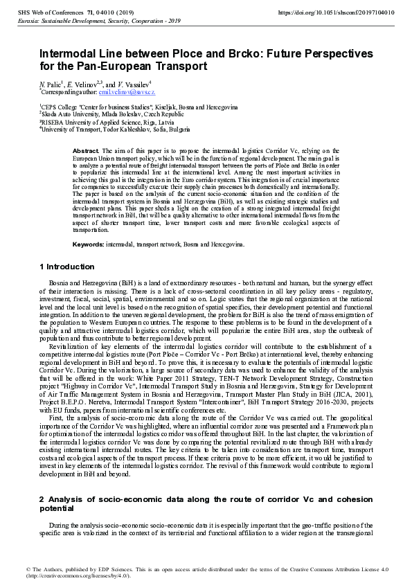 (PDF) Intermodal Line between Ploce and Brcko: Future Perspectives for ...