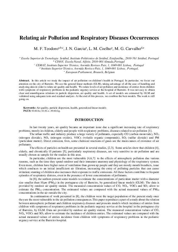 (PDF) Relating air pollution and respiratory diseases occurrences
