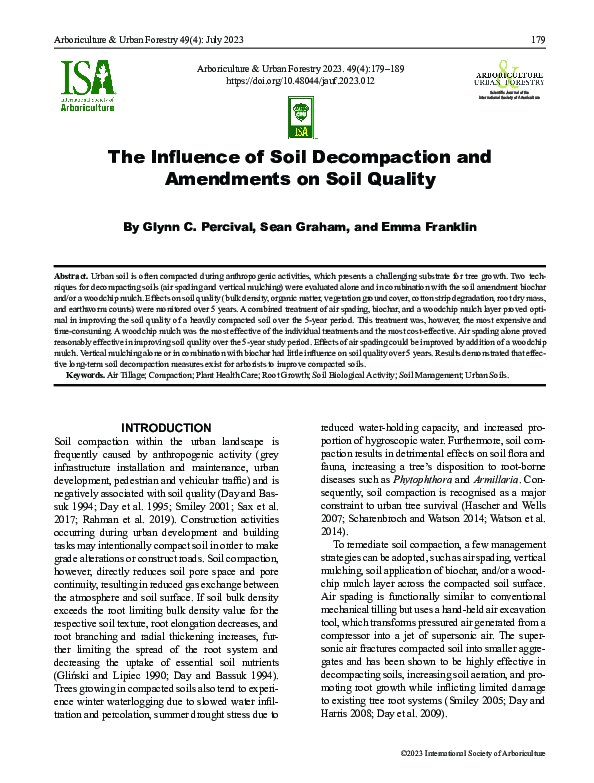 (PDF) The Influence of Soil Decompaction and Amendments on Soil Quality