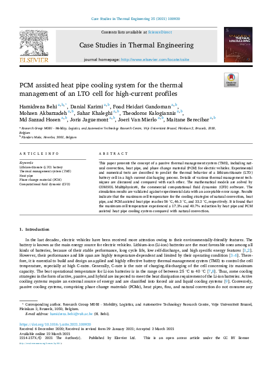 (PDF) PCM assisted heat pipe cooling system for the thermal management ...
