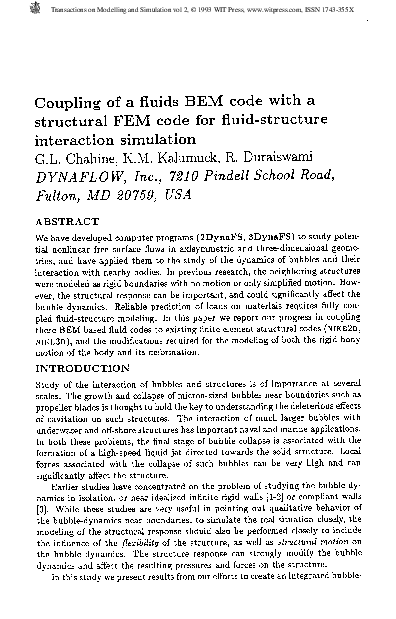 Pdf Coupling Of A Fluids Bem Code With Astructural Fem Code For Fluid Structureinteraction