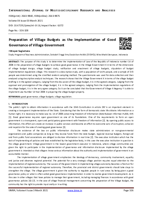 (PDF) Preparation of Village Budgets as the Implementation of Good ...