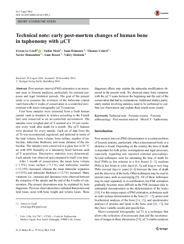 (PDF) Technical note: early post-mortem changes of human bone in ...
