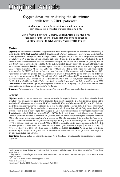 (PDF) Oxygen desaturation during the six-minute walk test in COPD patients