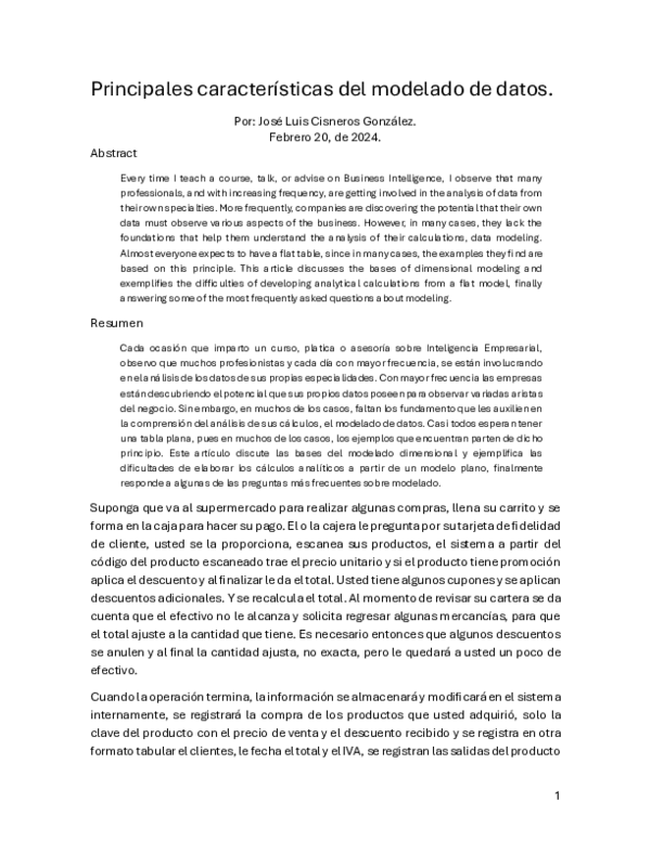 (PDF) Principales características del modelado de datos