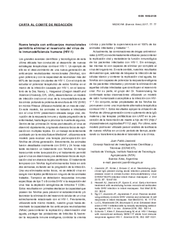 (PDF) Nueva terapia con anticuerpos monoclonales permitiría eliminar el ...