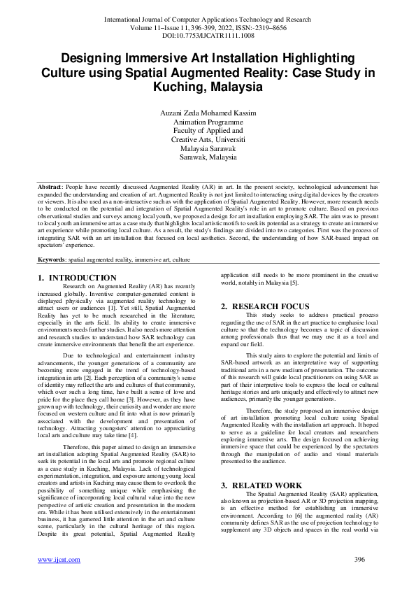 (PDF) Designing Immersive Art Installation Highlighting Culture using ...