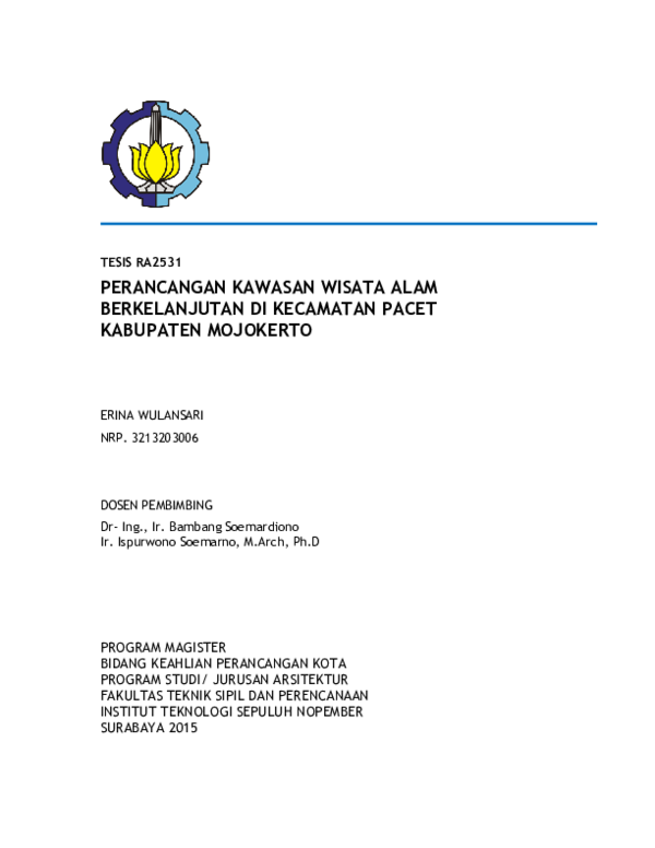 (PDF) Perancangan kawasan wisata alam berkelanjutan di Kecamatan Pacet Kabupaten Mojokerto