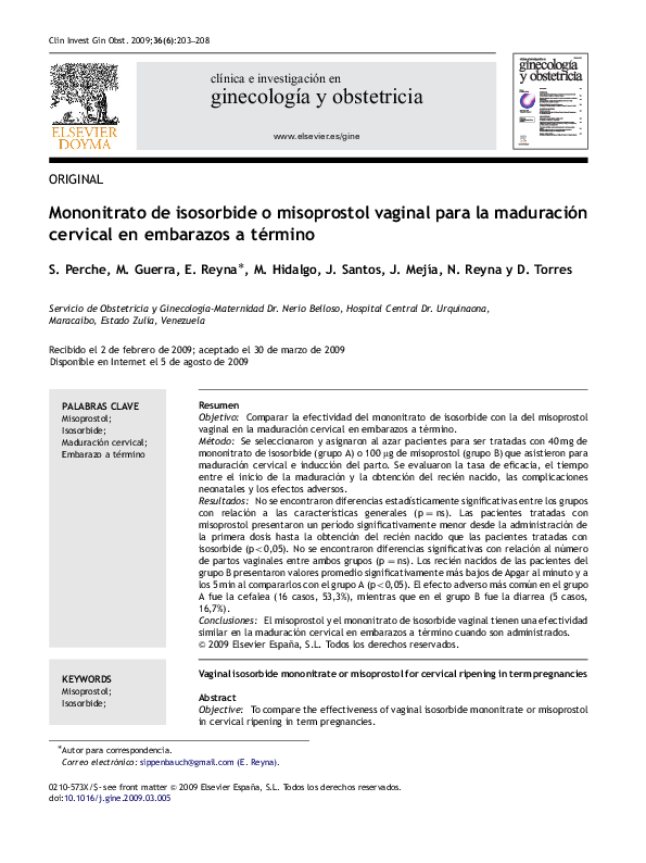 (PDF) Mononitrato de isosorbide o misoprostol vaginal para la ...