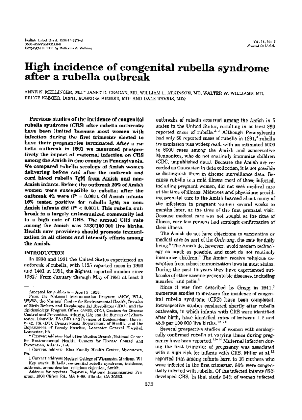 (PDF) High incidence of congenital rubella syndrome after a rubella ...