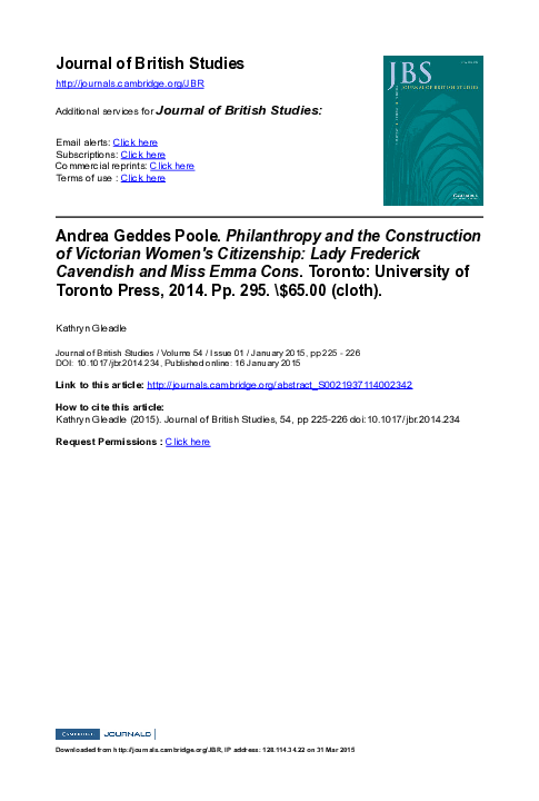 (PDF) Andrea Geddes Poole. Philanthropy and the Construction of ...
