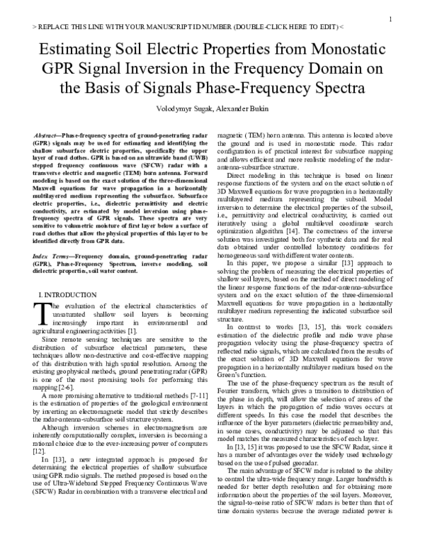 (PDF) Estimating Soil Properties via GPR Phase Spectra