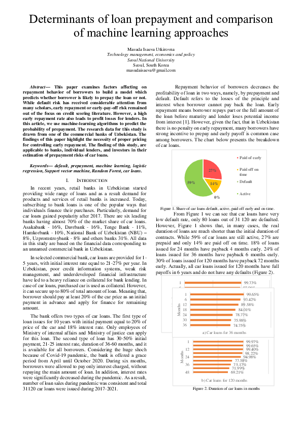 (PDF) Determinants of Loan Prepayment and Comparison of Machine Learning Approaches | Masuda ...