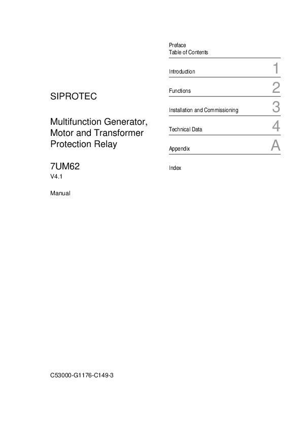 (PDF) Multifunction Generator, Motor and Transformer Protection Relay 7UM62