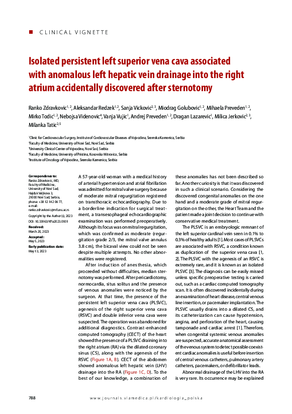 (PDF) Isolated persistent left superior vena cava associated with ...