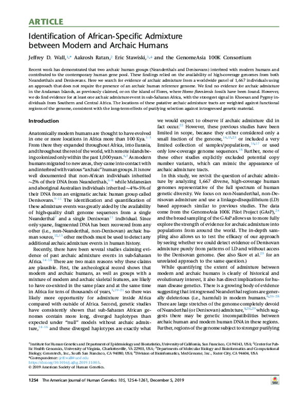 (PDF) Identification of African-Specific Admixture between Modern and ...