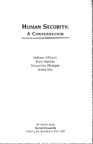 (PDF) Human Security: A Conversation